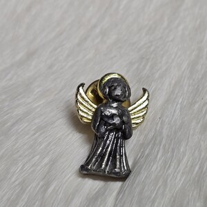 Vintage Small Pewter and Gold Tone Angel Pin – Charming Retro Jewelry ...