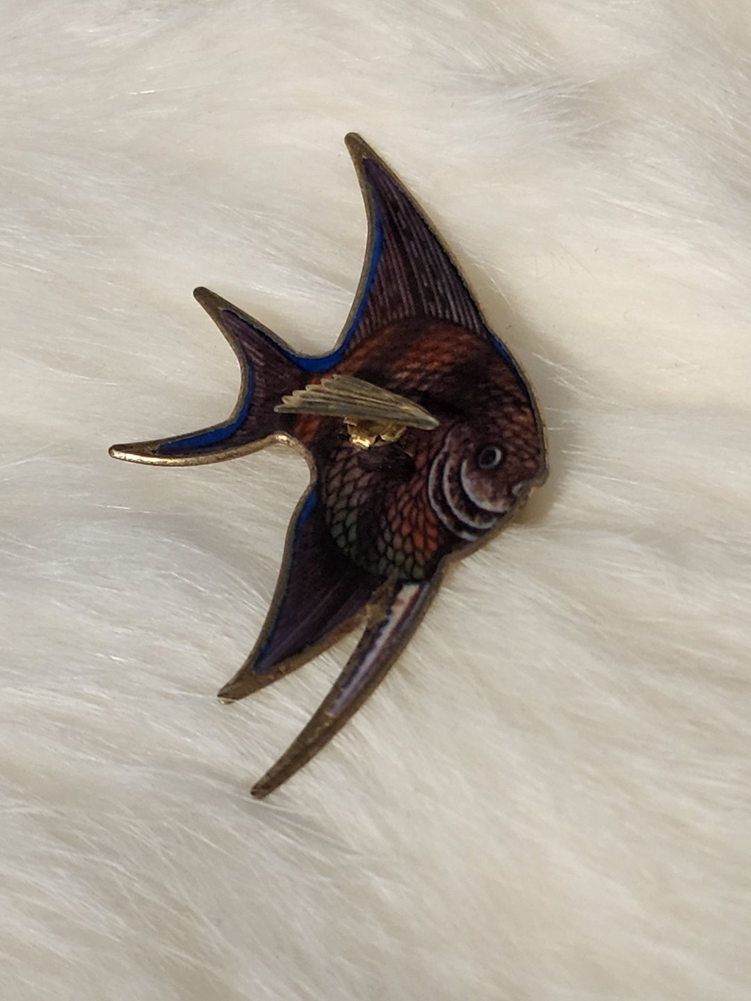 Vintage Colorful 3D Angelfish Brooch, Fish Jewellery, Fish Brooch ...