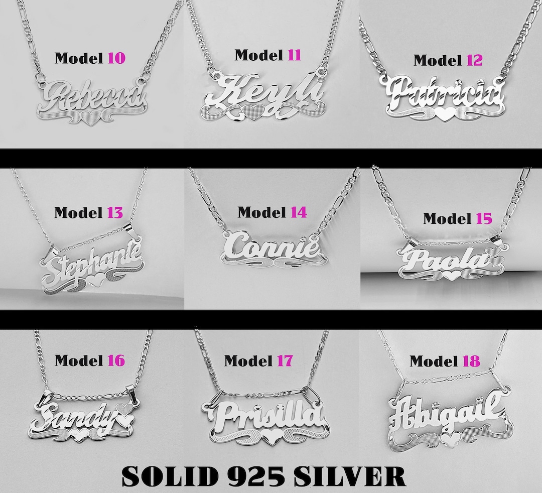 Solid 925 Silver Nameplate, Cursive Nameplate Necklace, Diamond Cut ...