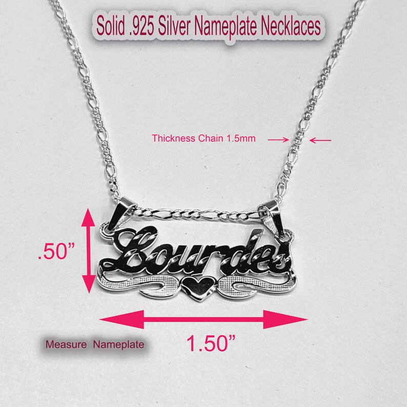 Solid 925 Silver Nameplate Cursive Nameplate Necklace - Etsy