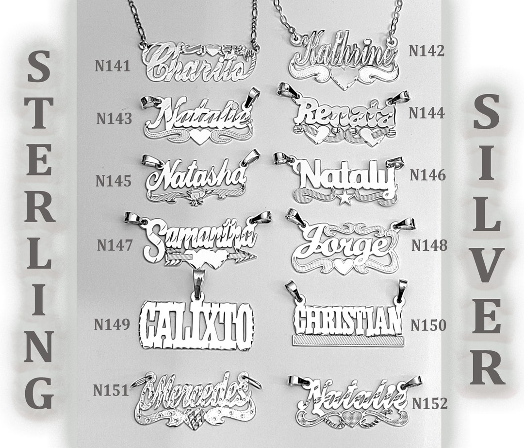 Sterling Silver Custom Nameplate Pendant: Personalized Necklace - Etsy