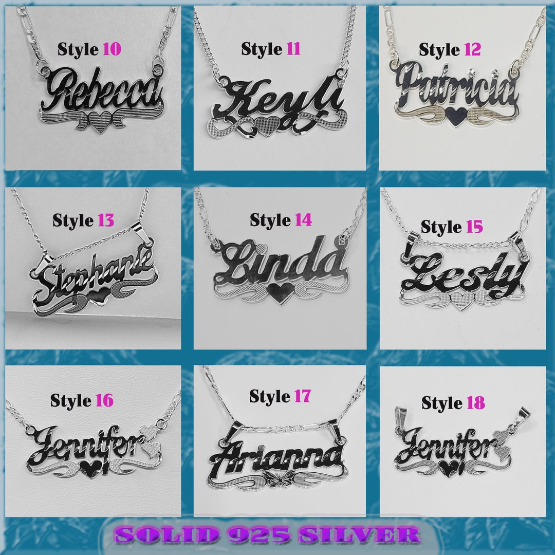 Solid 925 Silver Nameplate Cursive Nameplate Necklace - Etsy