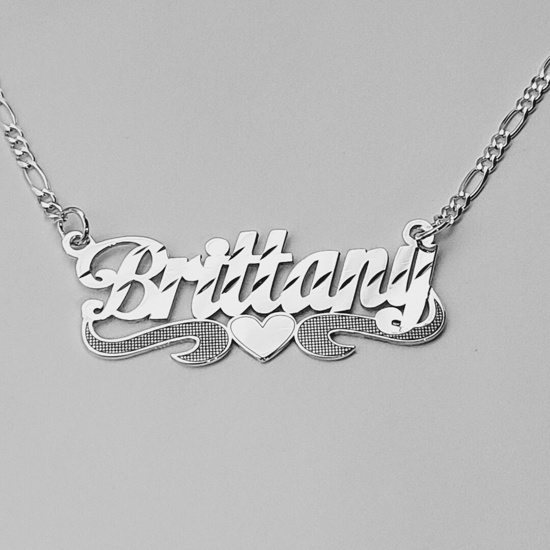 Silver Large Shining Nameplate, Solid 925 Silver, Script Font Letters ...