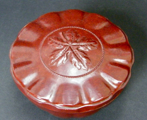 Vintage bakelite container round box decorative trink… - Gem