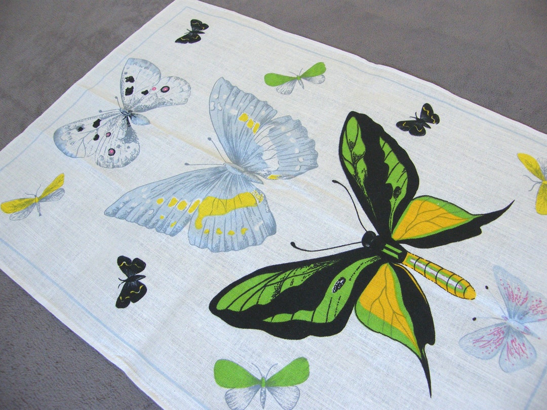 Vintage Kitchen Towel Retro Butterfly Decor Linen Towel Polish Linen ...