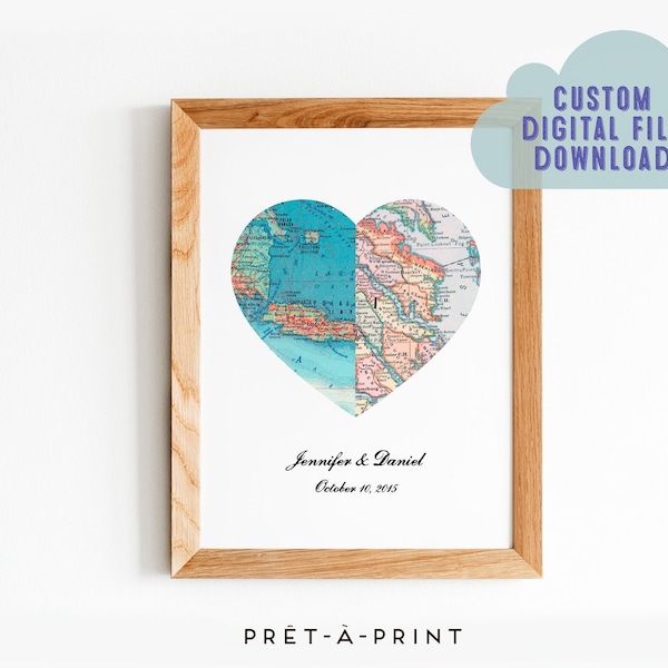 Heart Shaped Map - Etsy