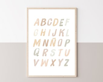 Alphabet Poster Printable Wall Art ABC Print Peaceful Peachy Decor ...
