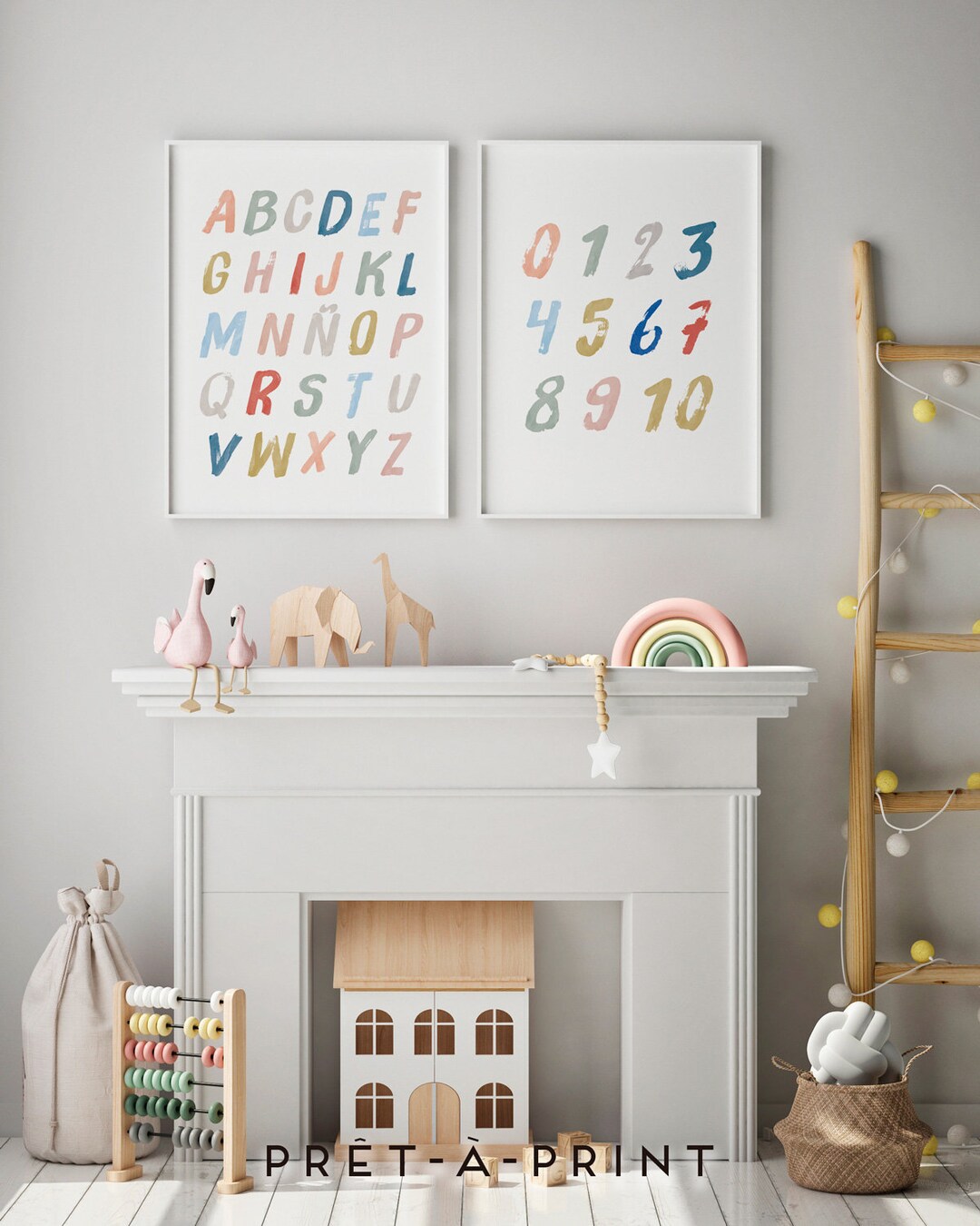 Spanish Alphabet & Numbers Print Set: Colorful Nursery Decor (digital ...