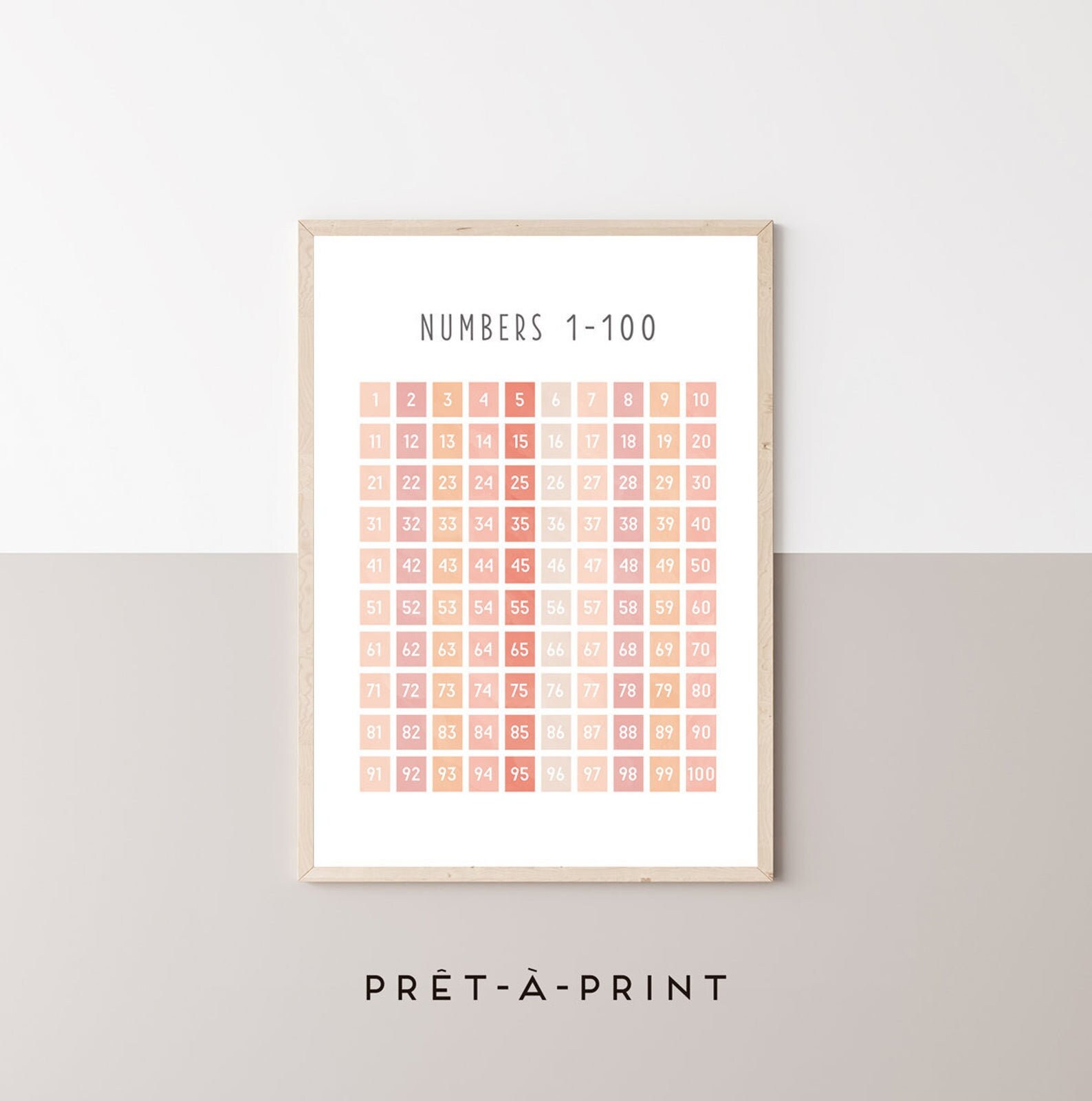 Nursery Art Prints ABC Peach Print Pink Numbers 1-100 - Etsy UK