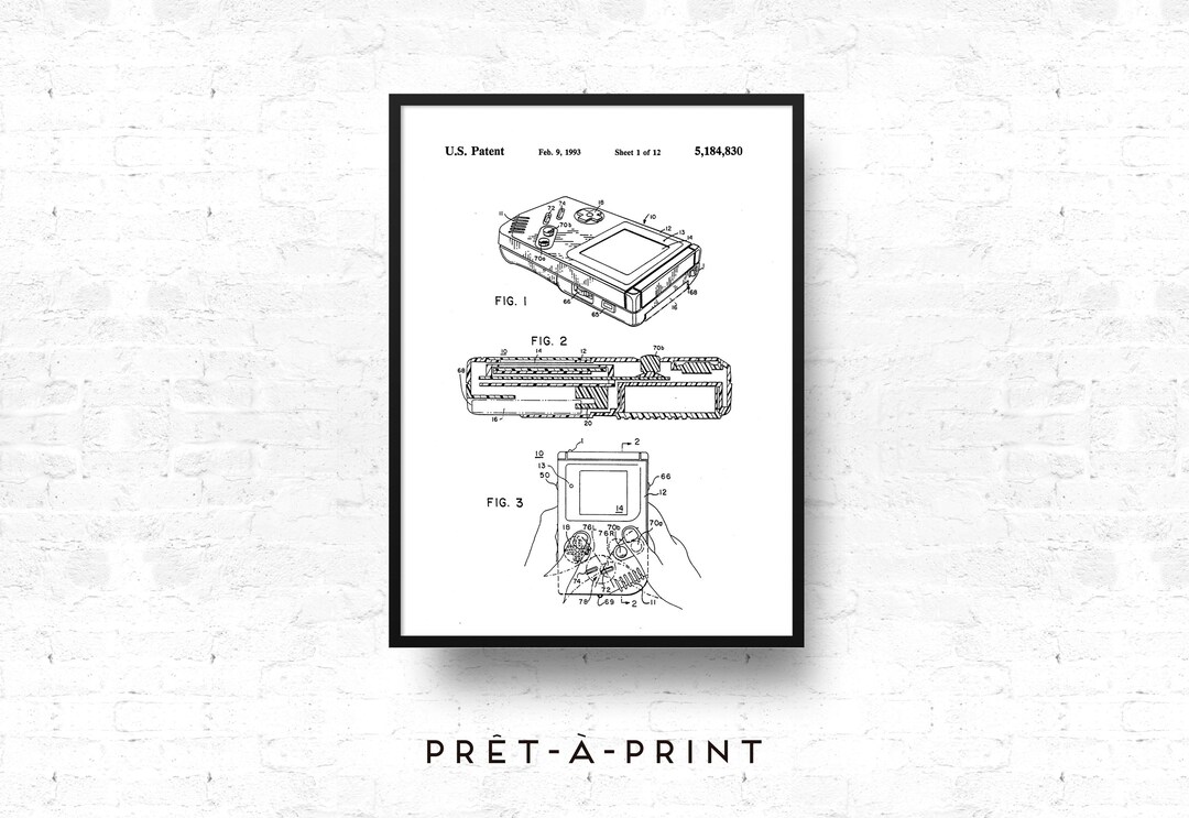 1993 Game Boy Nintendo Wall Art Print, Game Boy Patent Art, 90s Toy ...