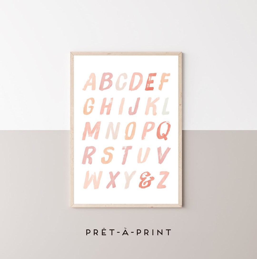 Peach ABC Print: Baby Girl Room Alphabet Poster (digital File) - Etsy