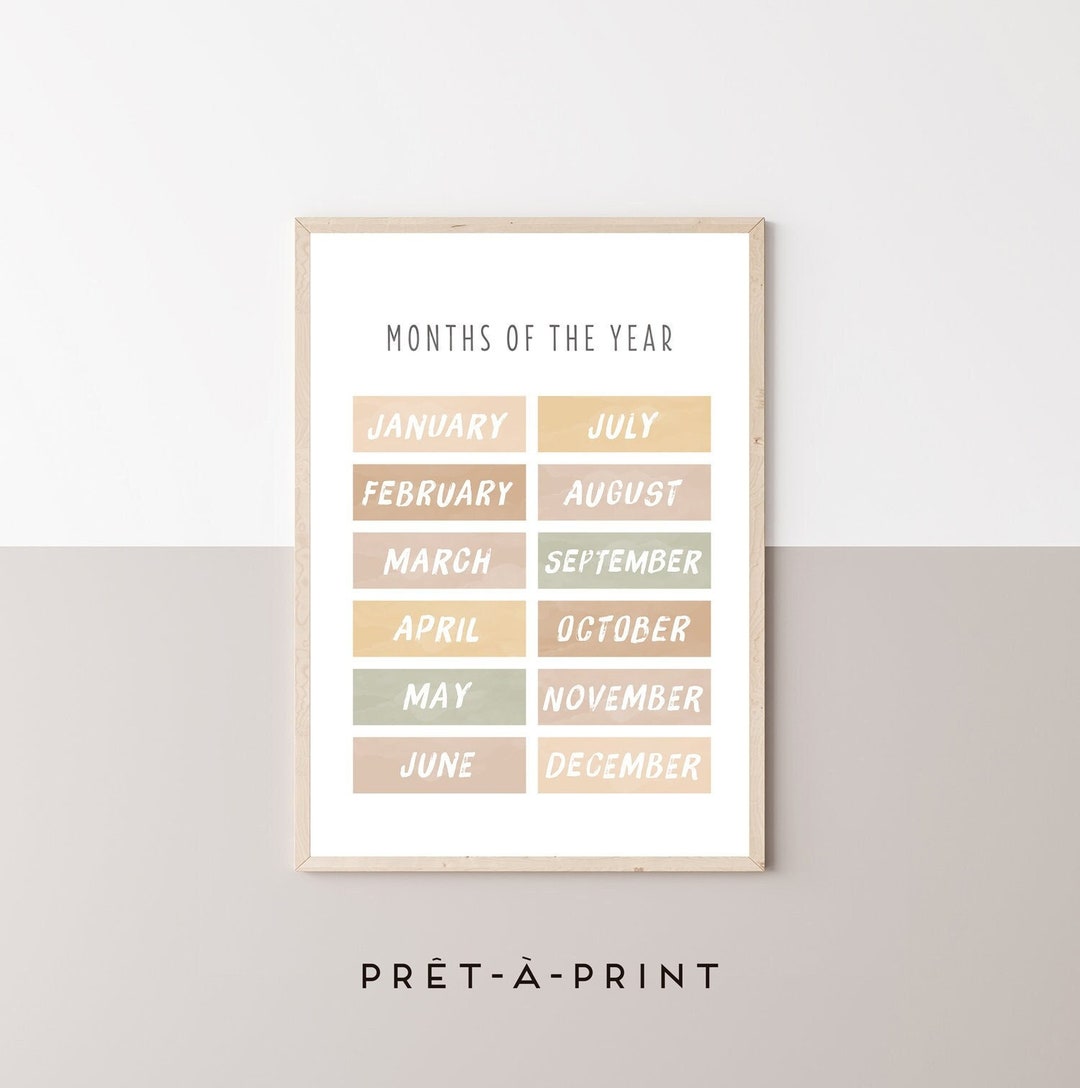 Neutral Months of the Year Printable: Montessori Homeschool Decor ...