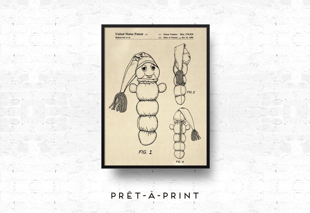 1984 Glo Worm Wall Art Print, Glo Worm Patent Art, 80s Toy Patent ...