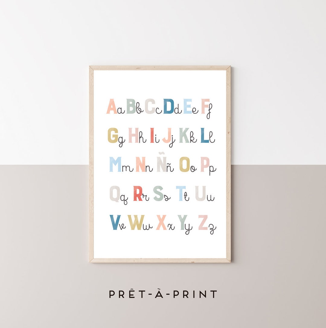 Spanish Alphabet Print, ABC Poster, Printable Wall Art, Educational ...