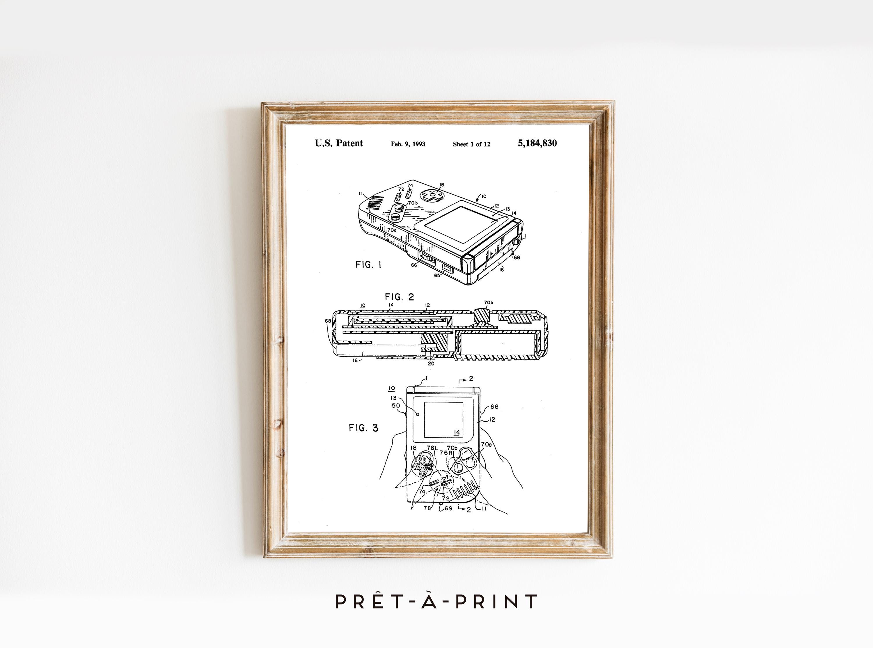 1993 Game Boy Nintendo Wall Art Print, Game Boy Patent Art, 90s Toy ...