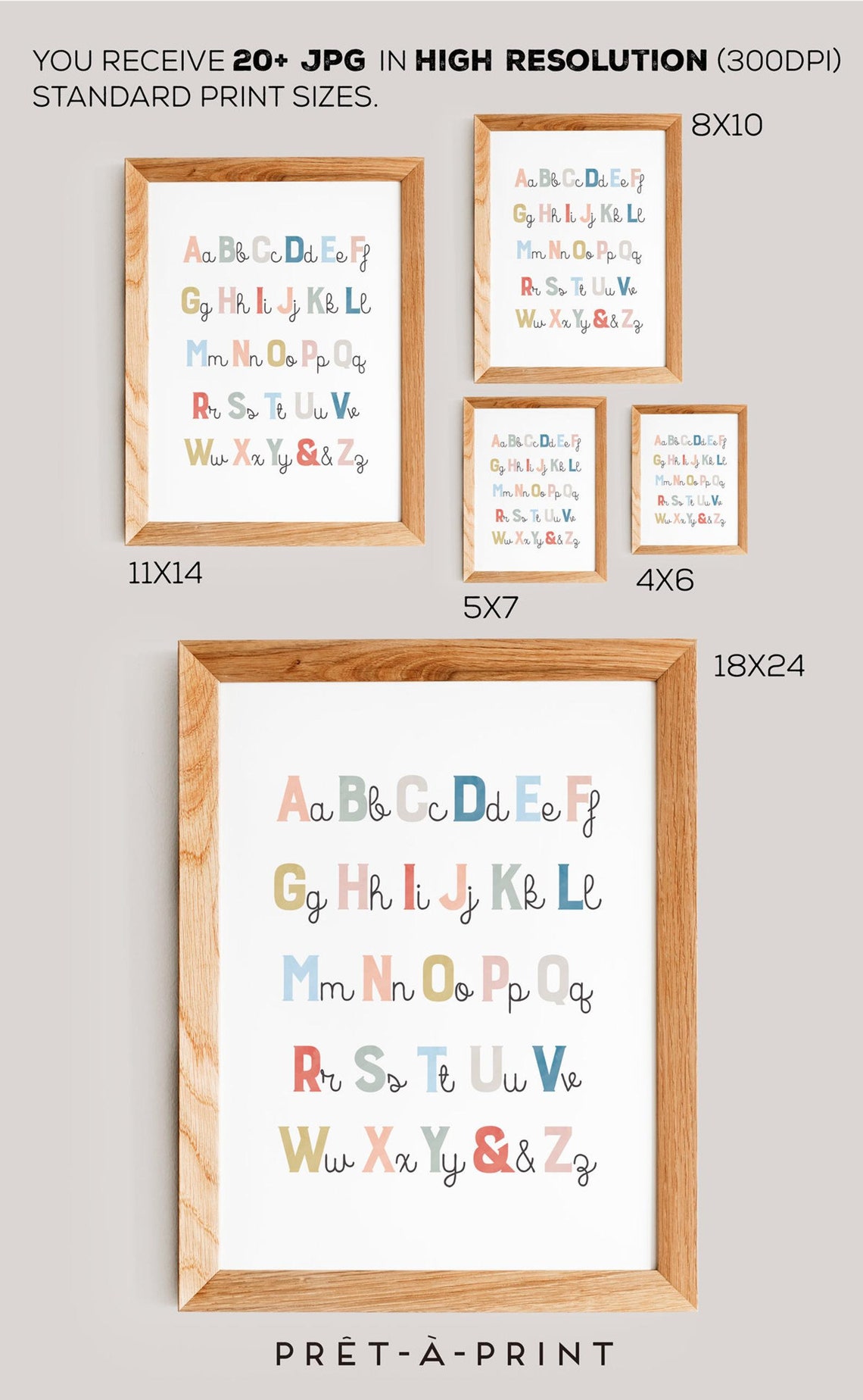 Rainbow Alphabet Poster, Shapes Print, Set of 2 Prints, Education ...