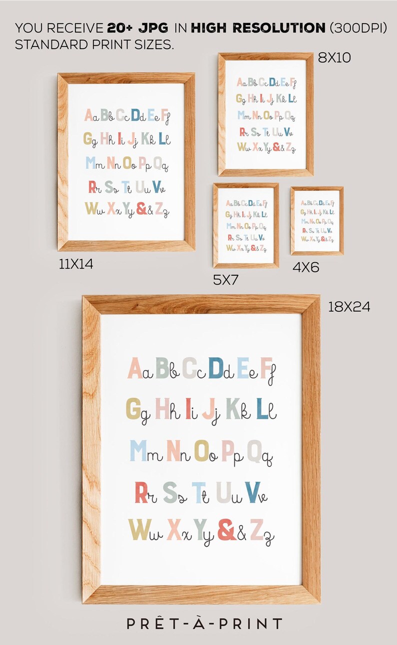 Rainbow Alphabet Poster, Shapes Print, Set of 2 Prints, Education ...