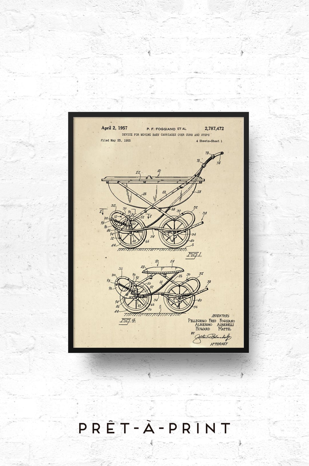 Victorian Doll Stroller Patent - Vintage Doll Stoller Blueprint, Doll ...