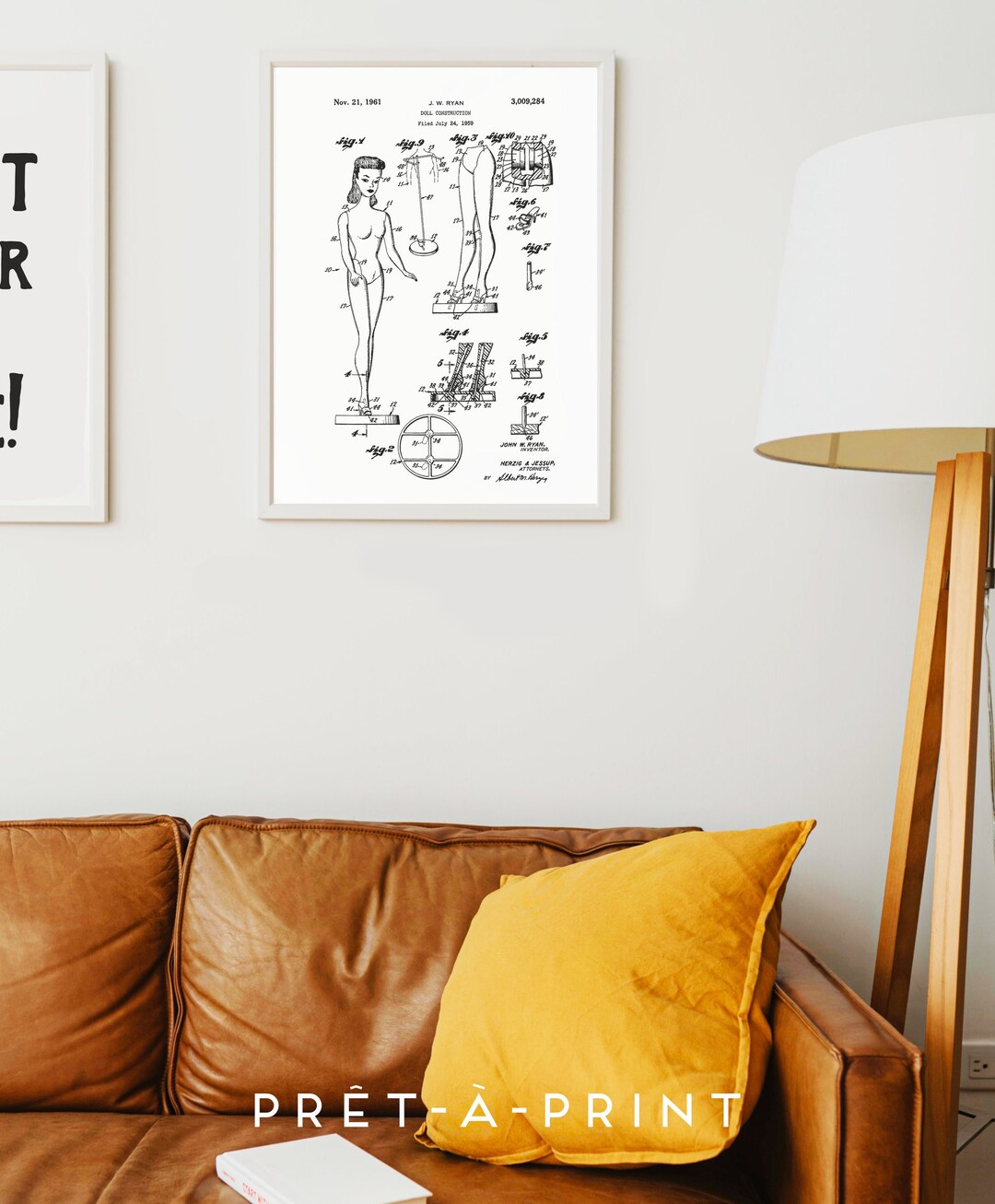 1961 Barbie Blueprint, Barbie Doll Patent Print Designed by John Ryan ...