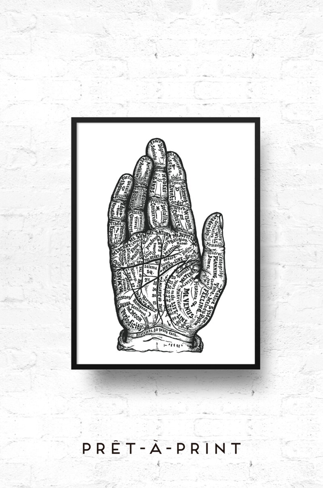 Palmistry Hand Print: Vintage Alchemy Art (digital Print) - Etsy