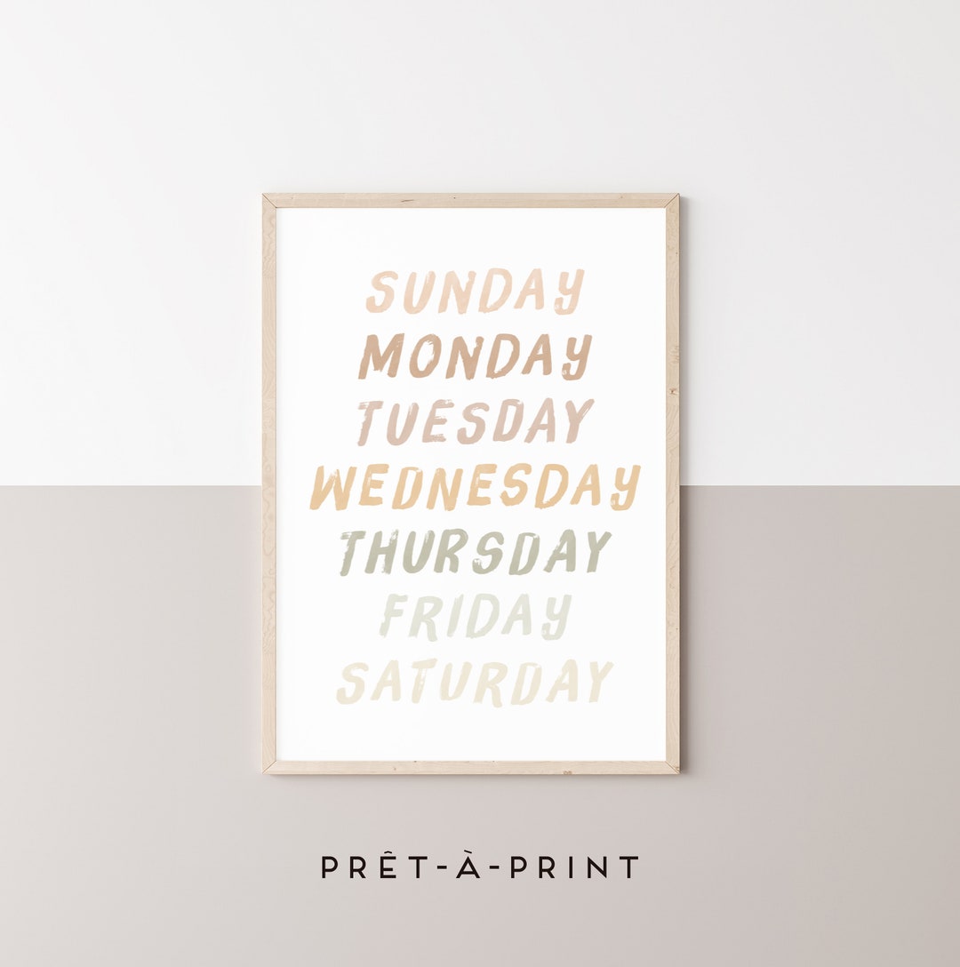 Days of the Week Printable: Boho Nursery Decor (digital File) - Etsy