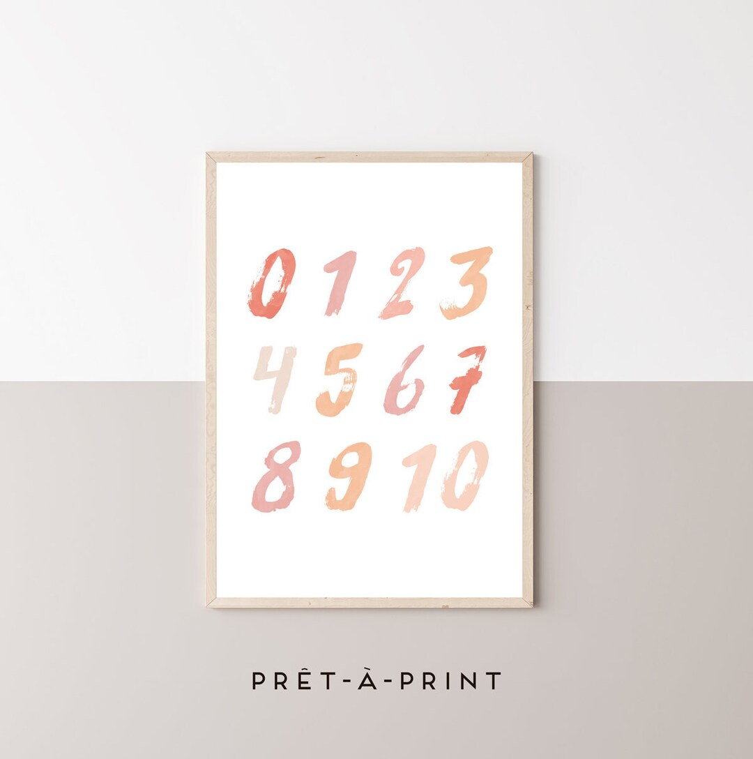 Peachy Numbers Poster: Modern Nursery Wall Art (digital File) - Etsy