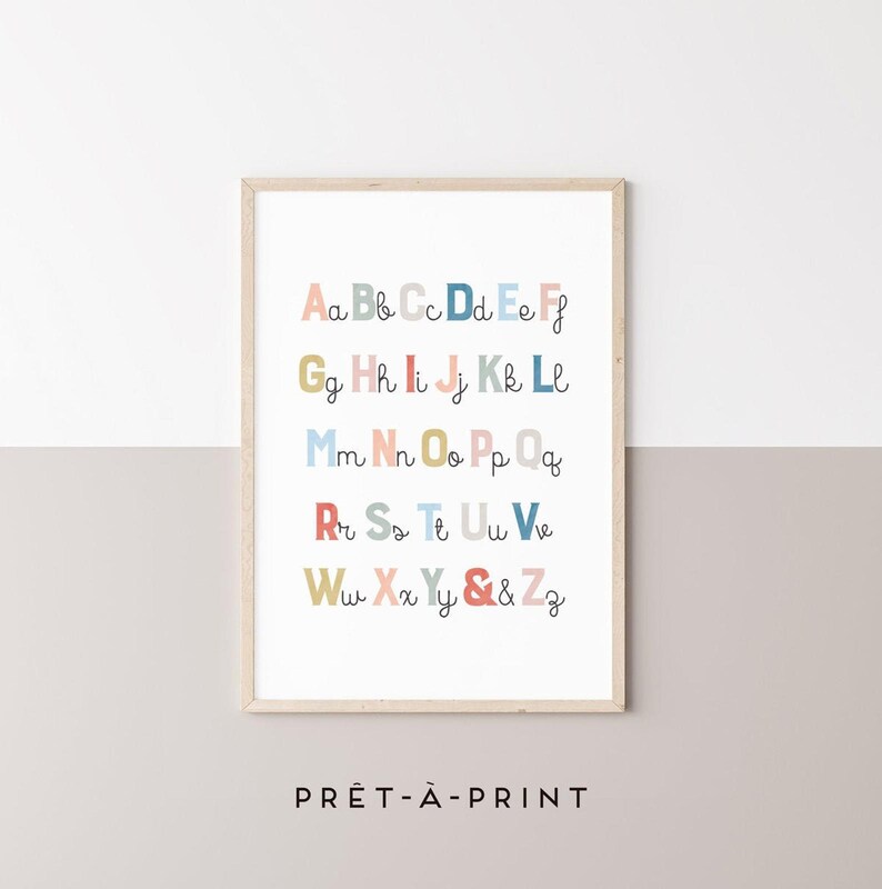 Rainbow Alphabet Poster, Shapes Print, Set of 2 Prints, Education ...