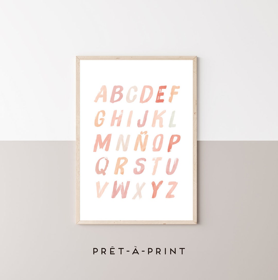Spanish Alphabet Poster: Coral ABC Print, Peach Nursery Decor (digital ...