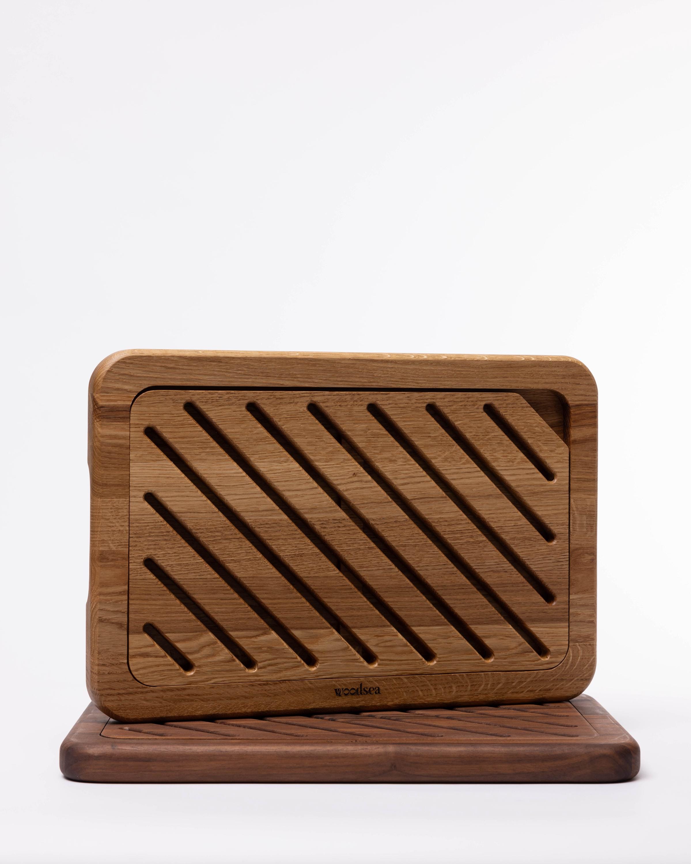 Walnut Bread Cutting Board With Crumb Tray - Handmade Wooden Rustic ...