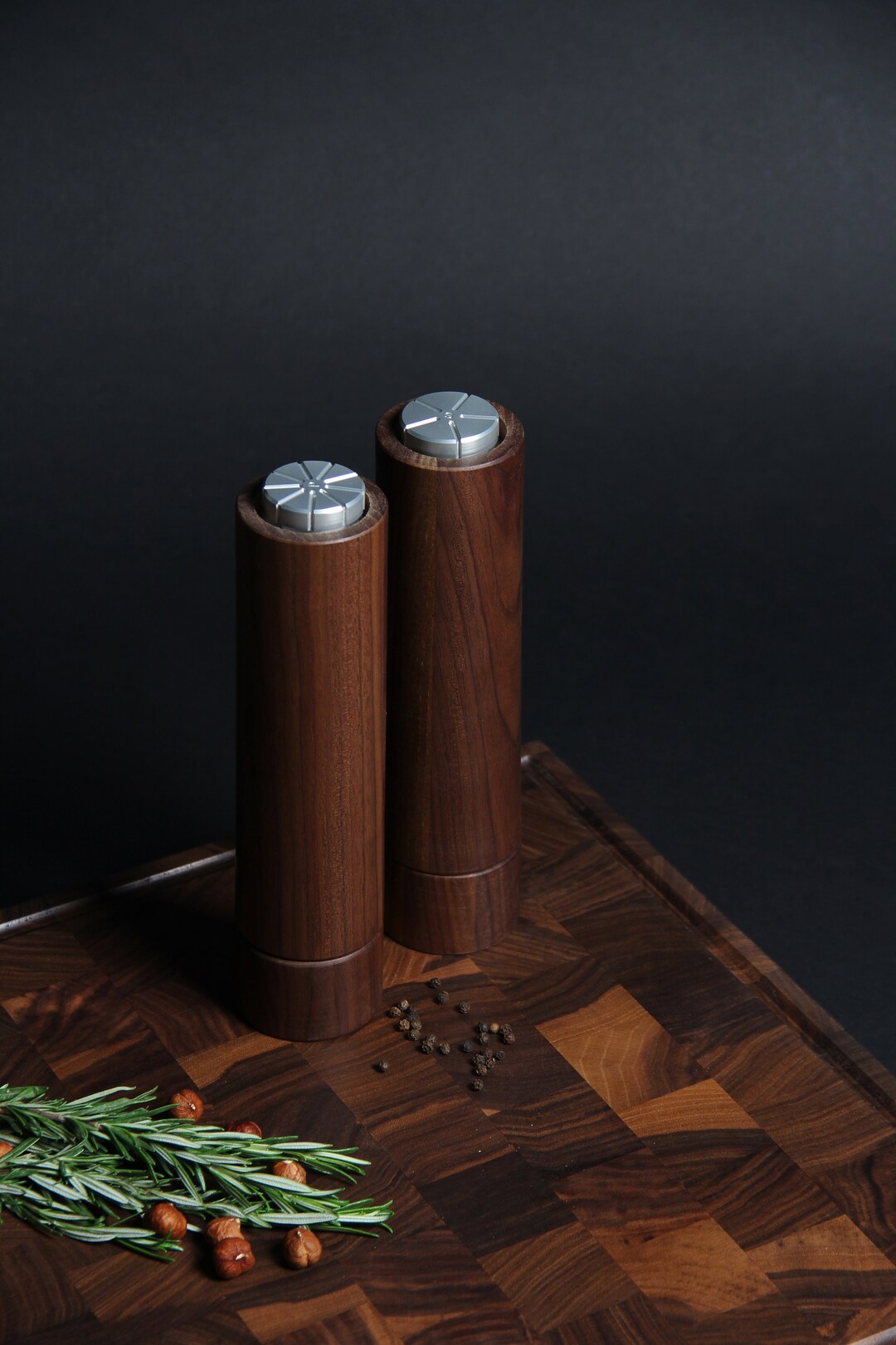 Salt and Pepper Grinder Set, Wooden Salt and Pepper Mill Set, Made of ...