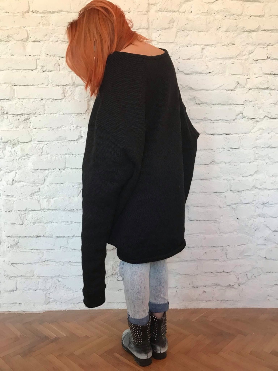 Plus Size Maxi Sweater Dress/slouchy Oversized Sweater/black Oversized ...