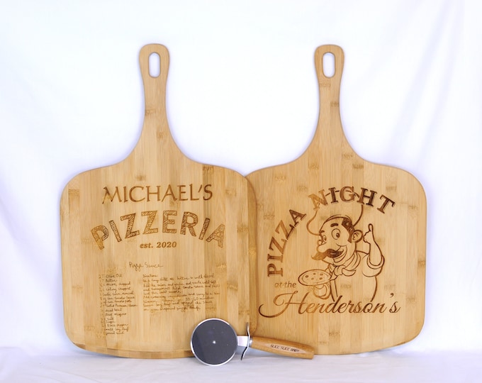 Personalized 14 X 23 Bamboo Pizza Peel / Pizza Board With Matching ...