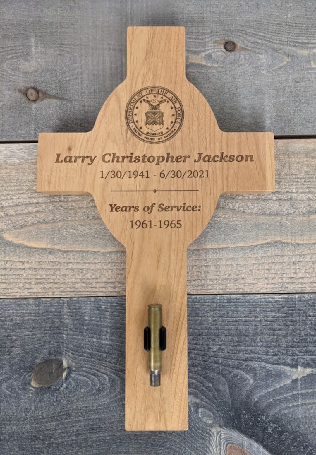 8" X 13.5" Red Alder Wood Personalized Military Funeral Memorial Cross ...
