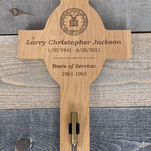 8" X 13.5" Red Alder Wood Personalized Military Funeral Memorial Cross ...