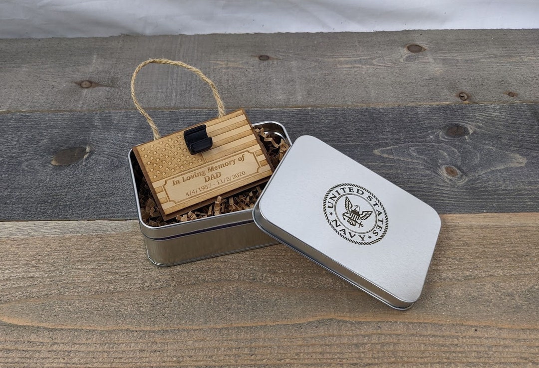 Personalized Military Funeral Memorial Wood Ornament in Commemorative ...