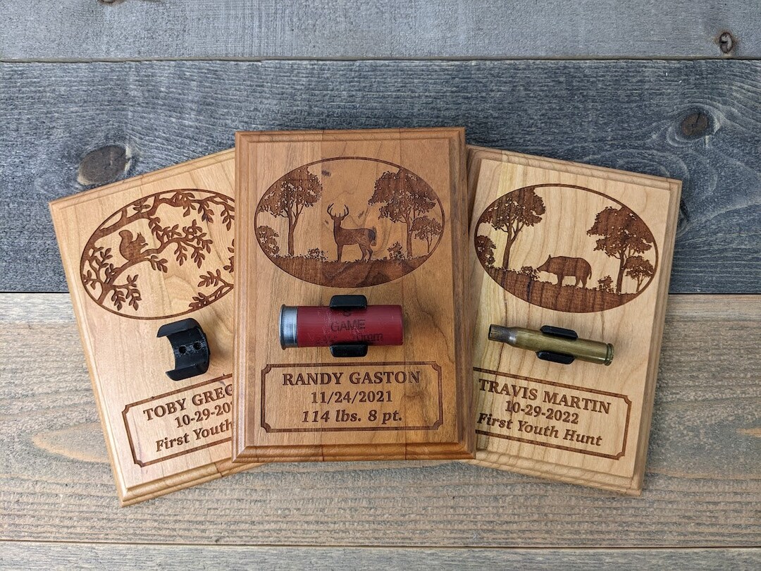 5 X 7 Cherry Personalized Hunting Plaque - Holds Spent Casing - Etsy