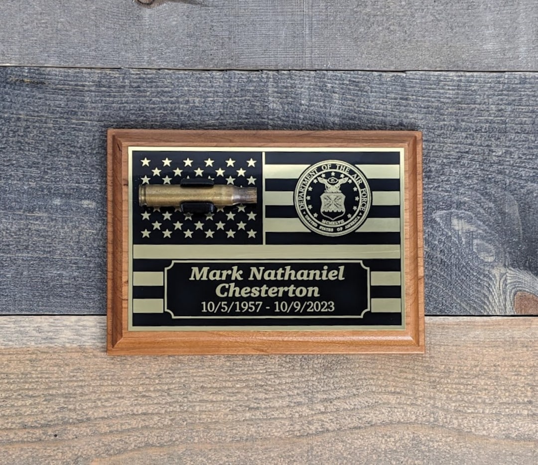 5 X 7 Cherry/metal Personalized Military Funeral Memorial Plaque ...