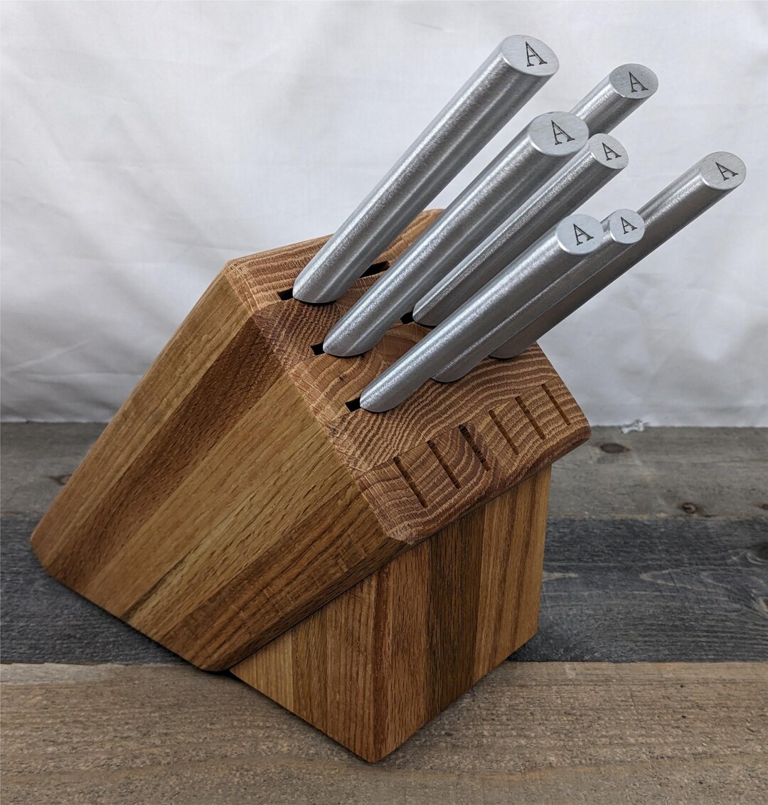 Rada Oak 7 Piece Knife Block Set - Personalized - Etsy