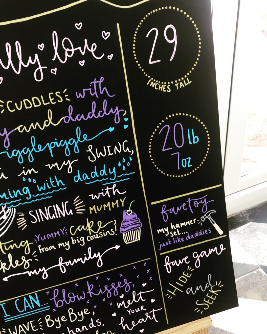 1st Birthday Signage: Grid Design Calligraphy Illustration - Etsy