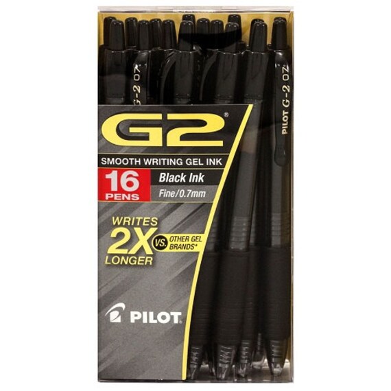 Pilot G2 Retractable Roller Ball Gel Pens Black Ink Fine 16 Pens in Pack Etsy UK