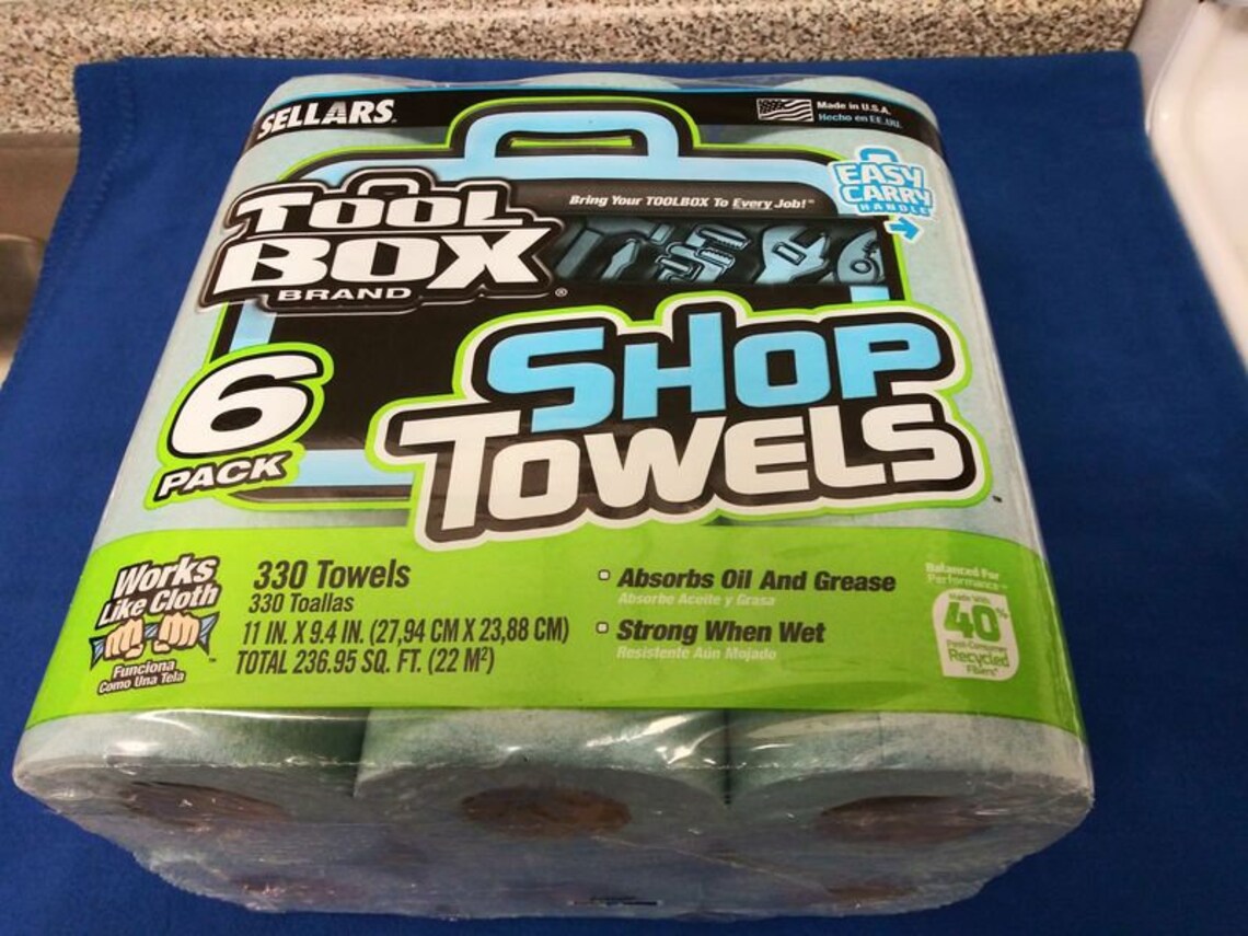 Tool Box Blue Shop Towels 6 Pack - Etsy