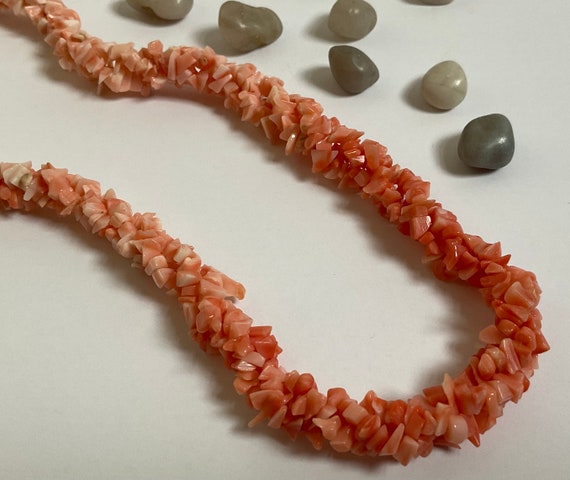 Vintage Ombré Coral Necklace, Multi Strand, Chips, Tw… - Gem