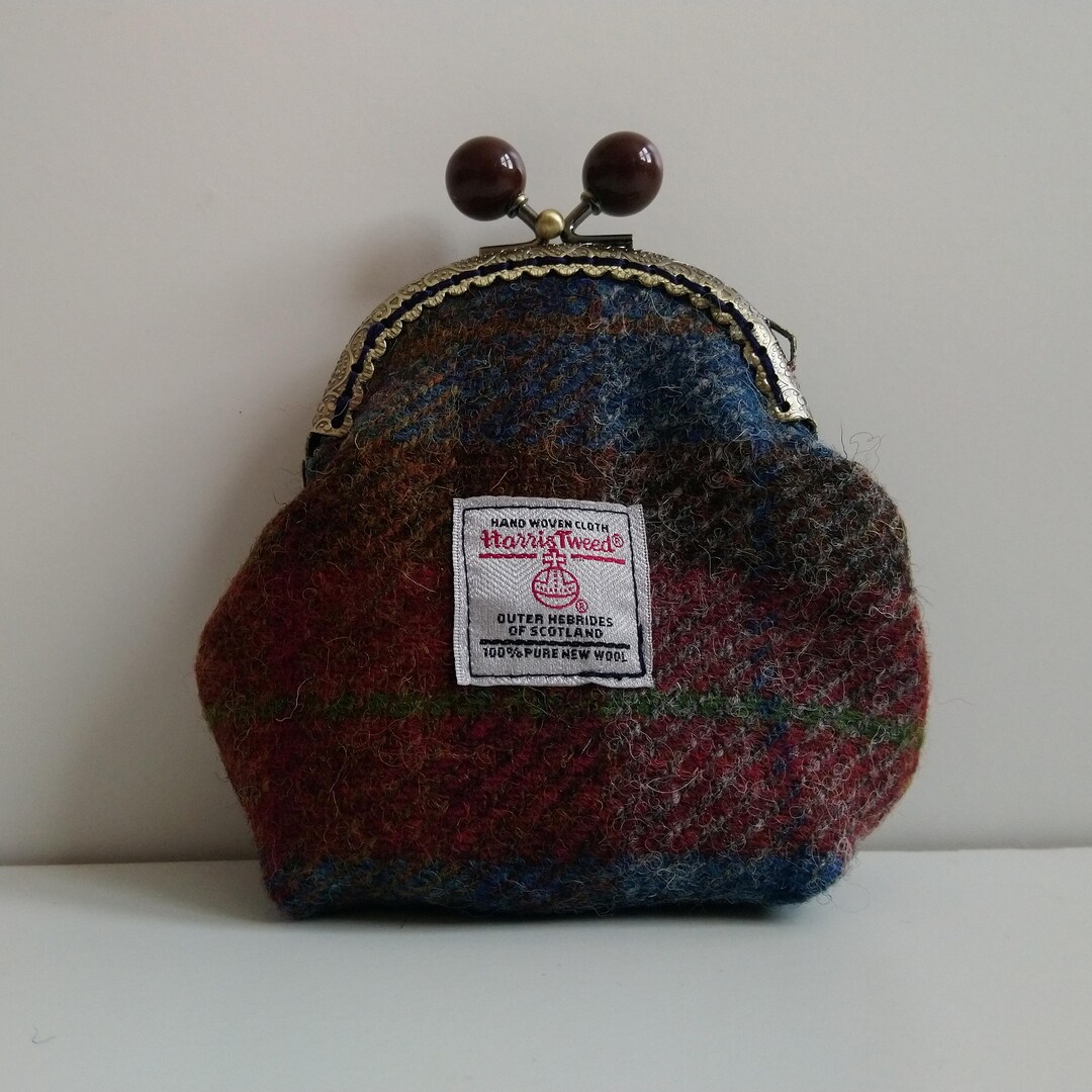 Harris Tweed Coin Purse - Brown/blue - Etsy