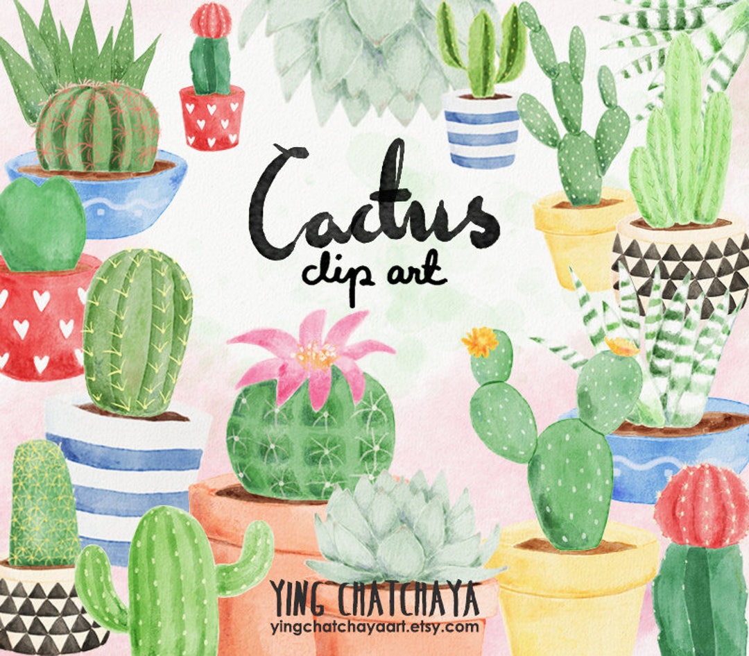 Watercolor Cactus Clip Art, Cactus Clip Art, Watercolor Cactus Clipart ...