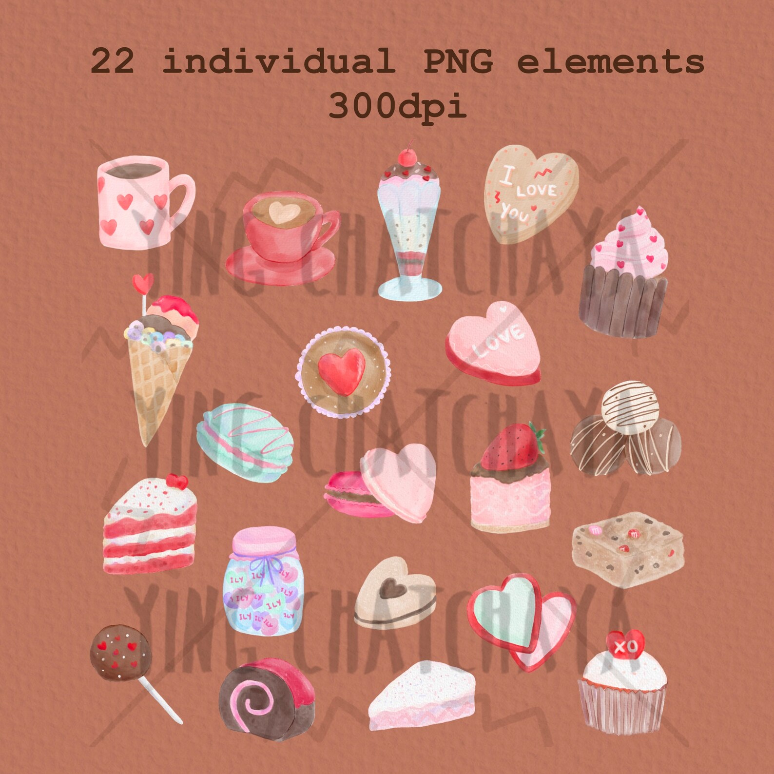 Watercolor Valentine's Treats Clip Art Valentines Day Clip Art ...