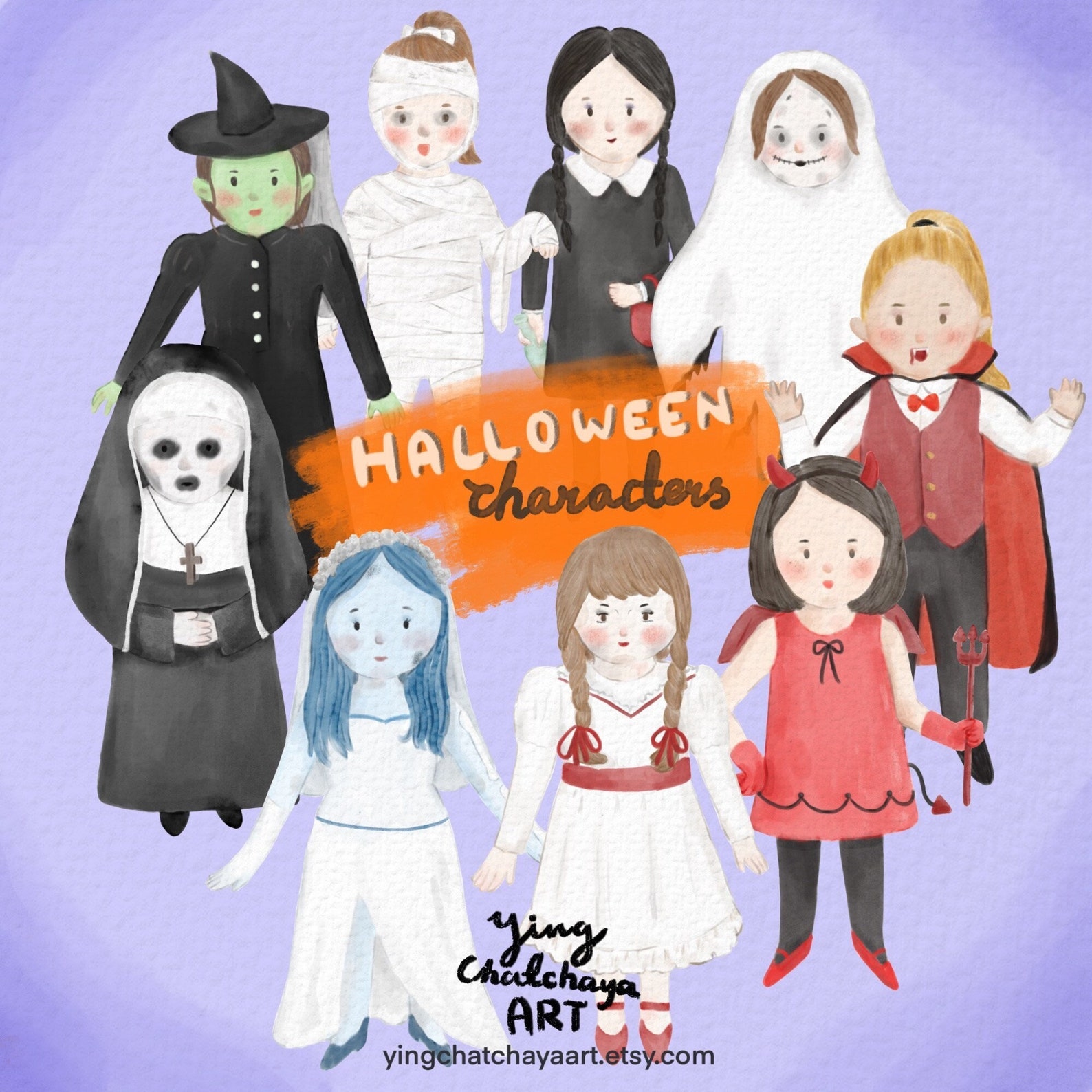 Halloween Characters Clipart Halloween Girls Clipart Girls - Etsy