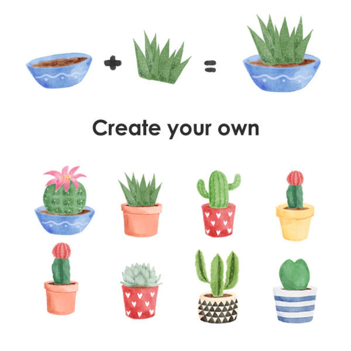 Watercolor Cactus Clip Art, Cactus Clip Art, Watercolor Cactus Clipart ...