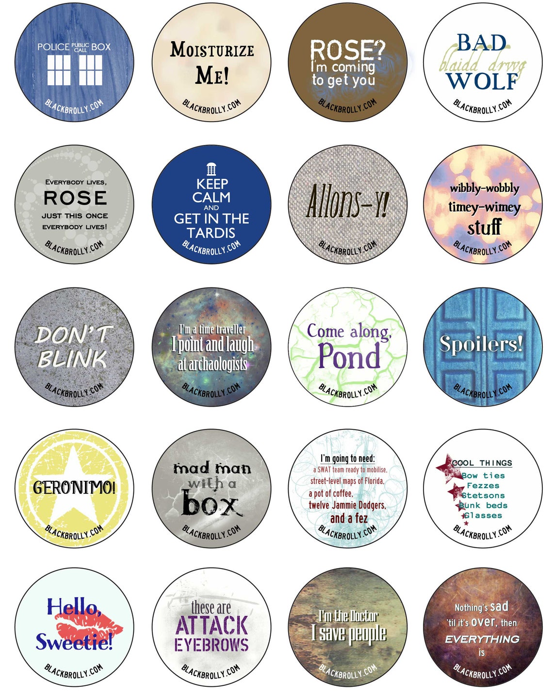 Complete Set of 20 Doctor Who Magnets ON SALE 1.25" / 32mm Fridge ...