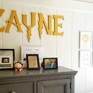Wood Wizard Name Letters Painted Letters, Lightning Wall Letters ...