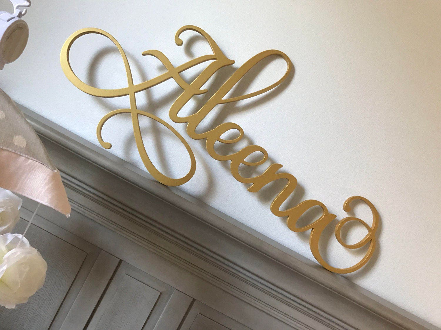 Large Wooden Name Sign - Unpainted Name - Script Name - Wall Hanging ...